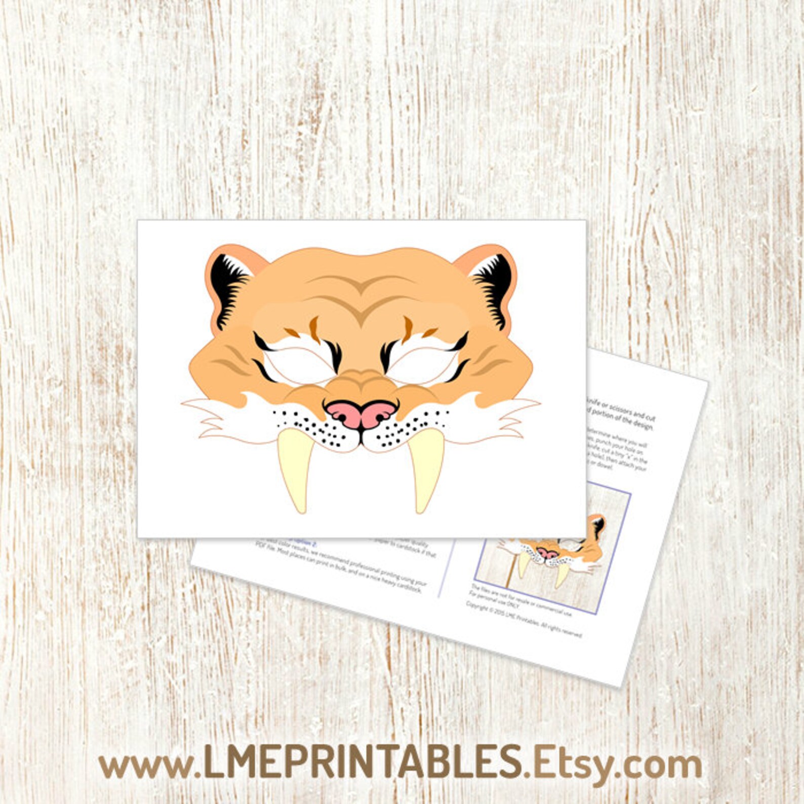 Smilodon Mask Printable Halloween Costume Sabertooth Tiger Prehistoric ...