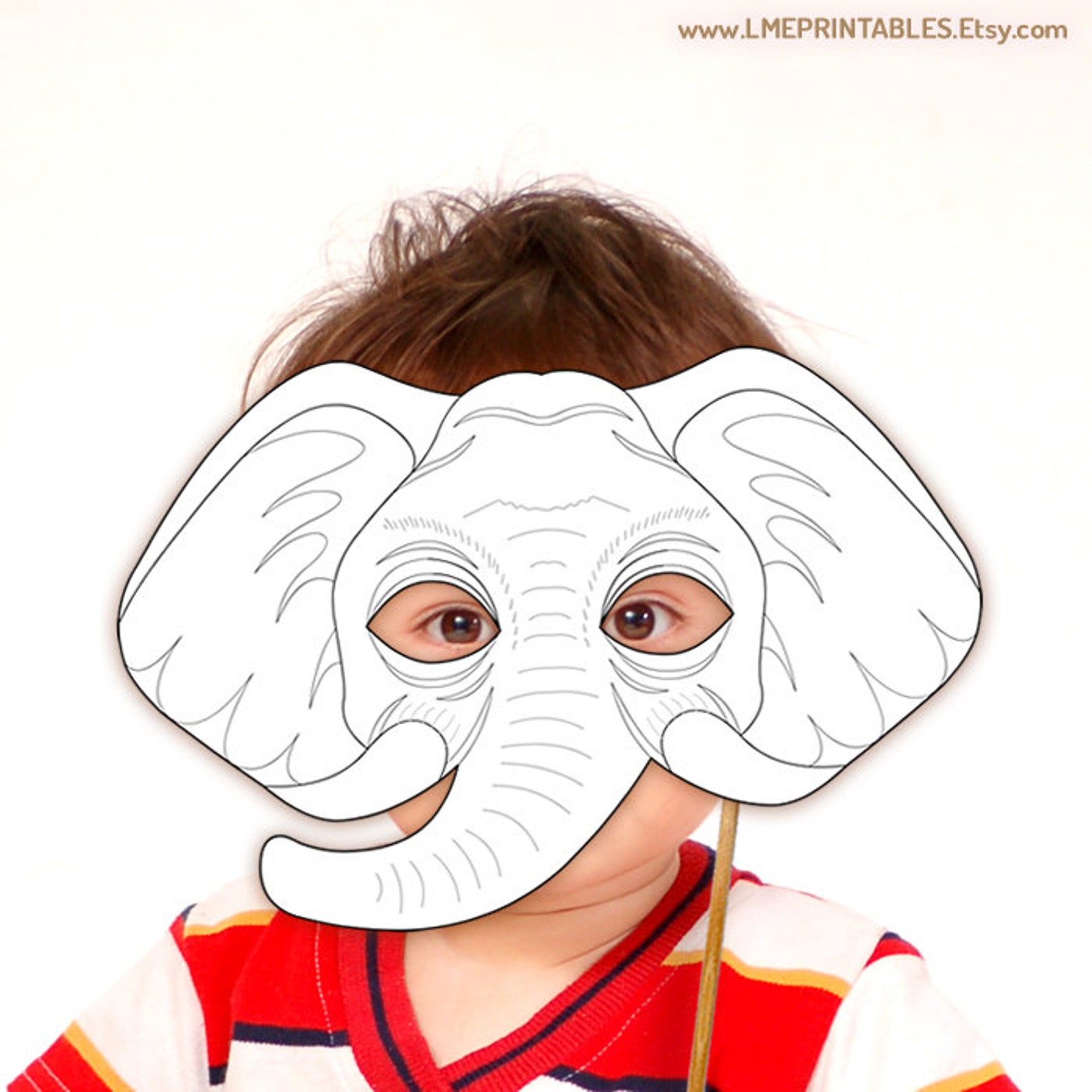 Elephant Coloring Printable Mask Halloween Costume Safari Jungle Animal ...