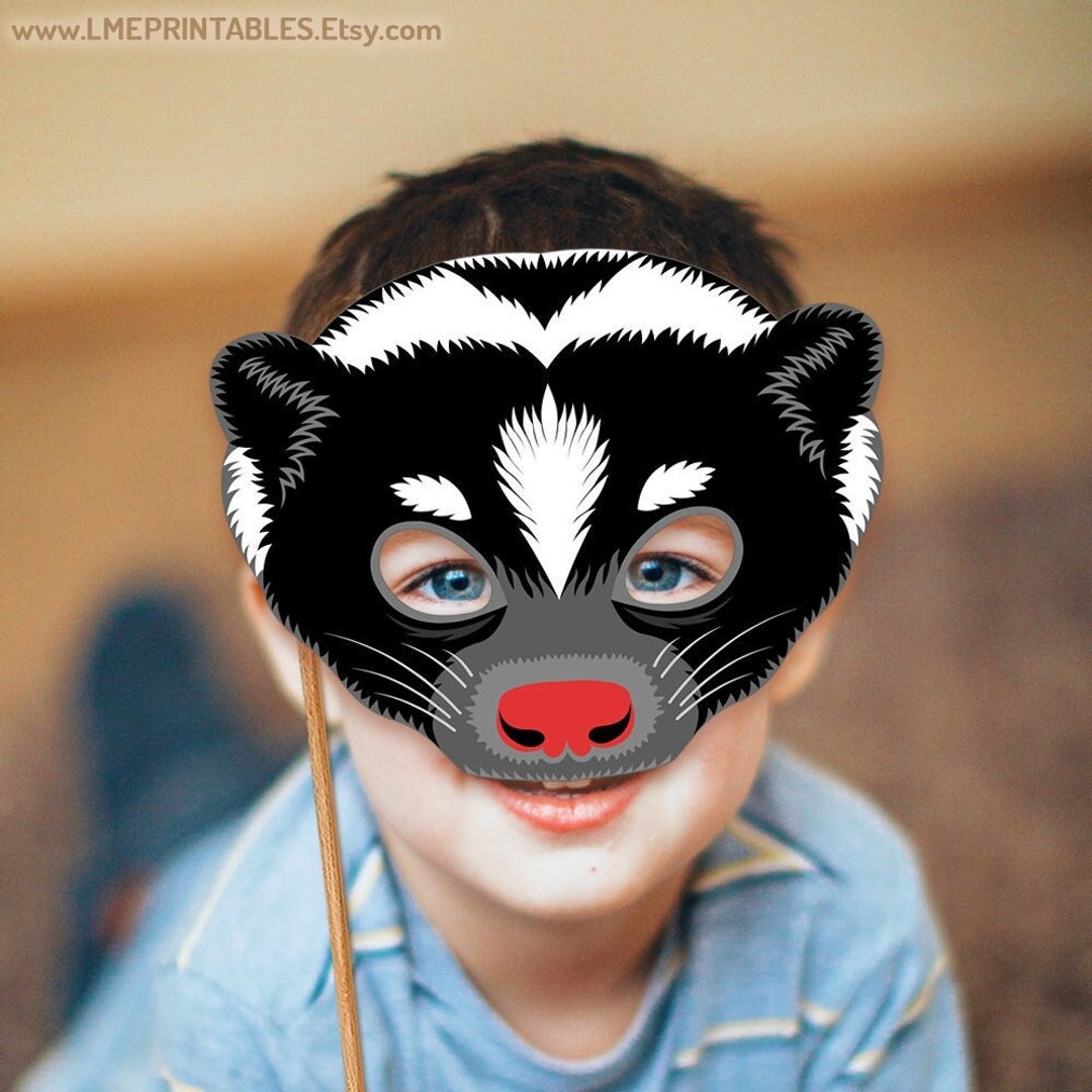 Skunk Mask Printable Halloween Costume Animal Woodland Stink - Etsy
