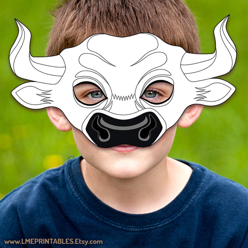 Bull Coloring Mask Printable Halloween Costume Colouring Ox Animal Farm ...