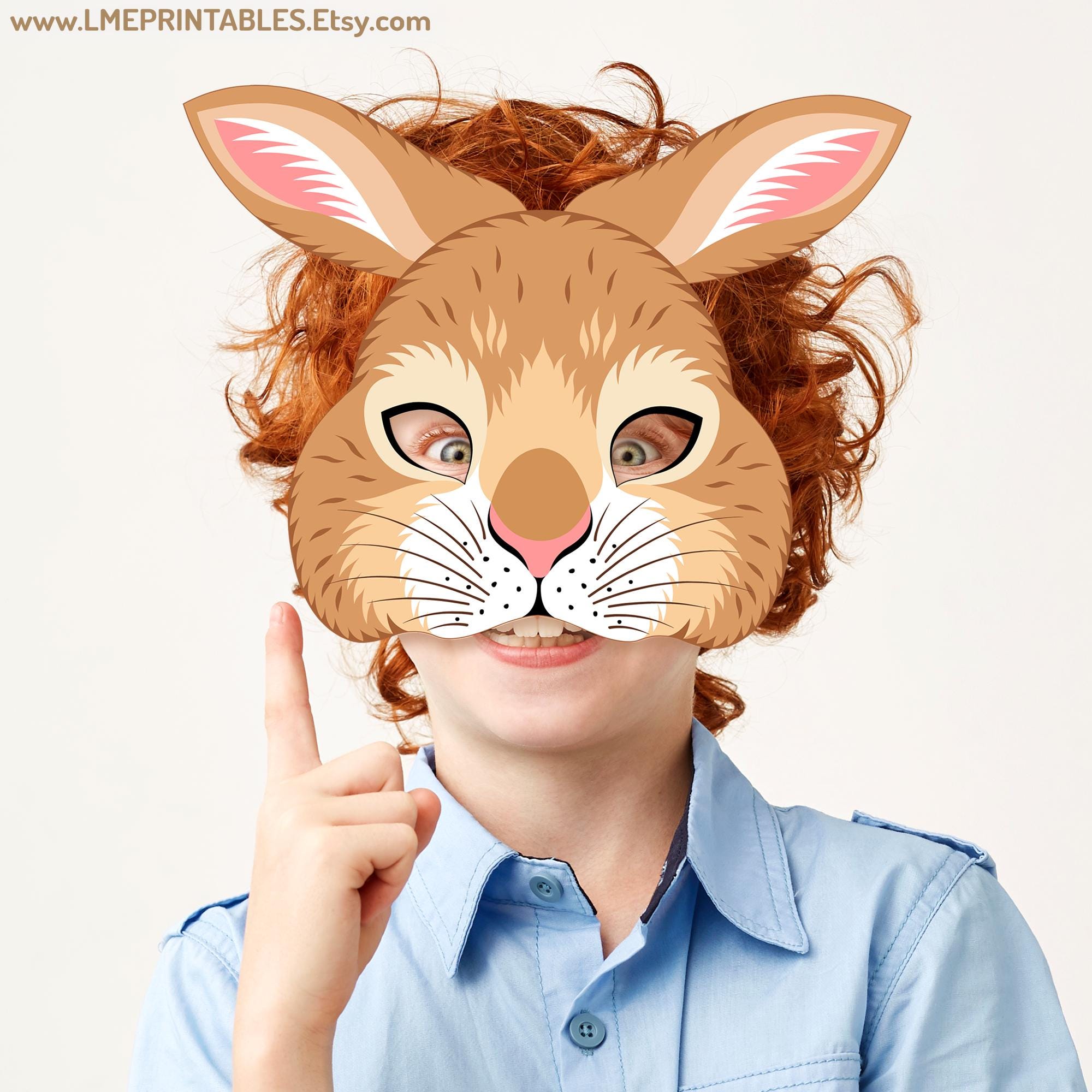 Rabbit Printable Mask Hare Costume Forest Bunny Easter Halloween Brown ...