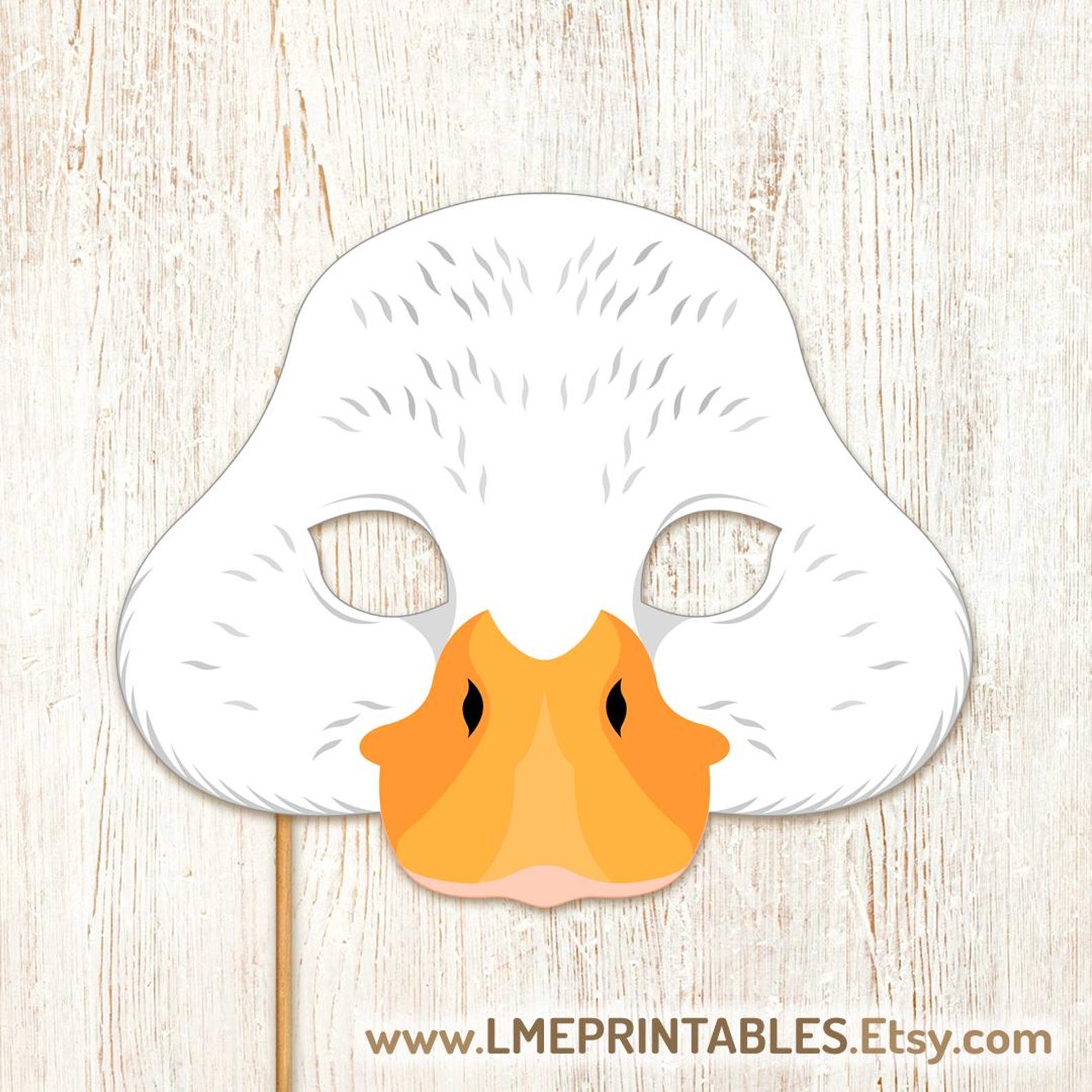 Duck Mask Printable Carnival Costume American Pekin Duck White Bird ...