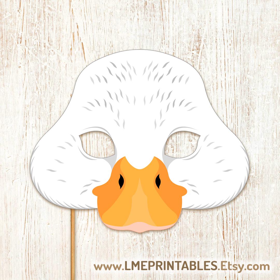 Duck Mask Printable Carnival Costume American Pekin Duck White Bird ...