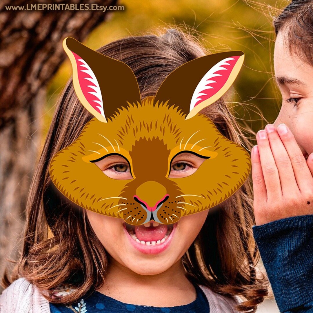 Brown Rabbit Printable Mask Bunny Easter Halloween Hare Costume Zodiac ...