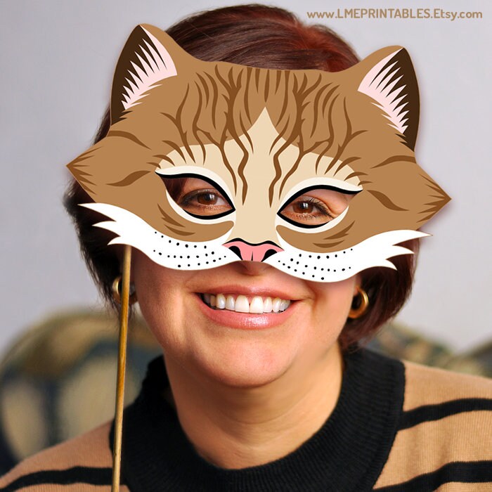 Tabby Cat Mask Printable Costume Halloween Party Favor Cute - Etsy