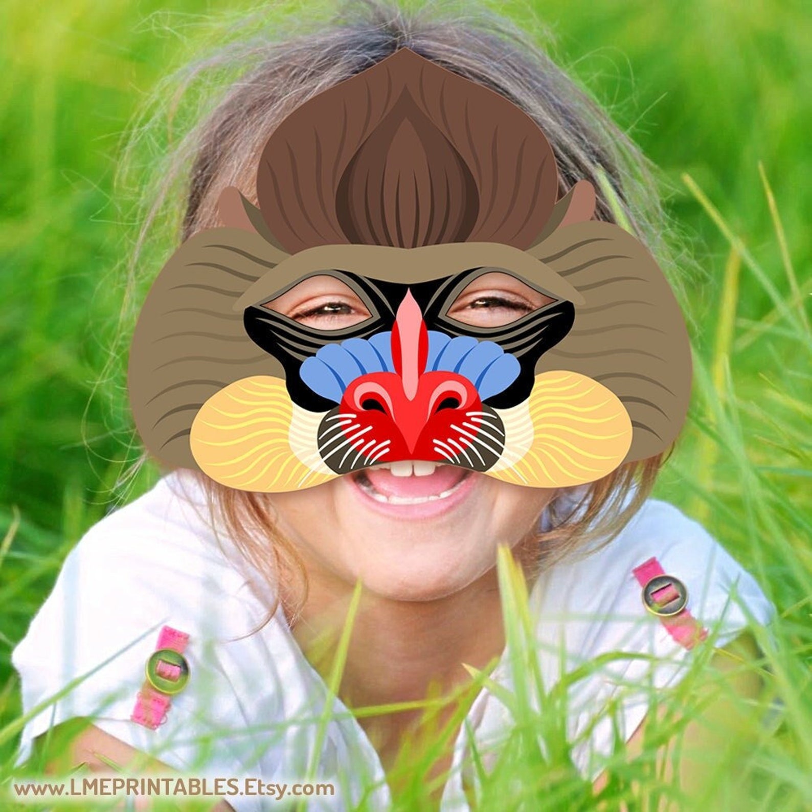 Mandrill Mask Printable Animal Monkey Costume Kid Adult Classroom ...