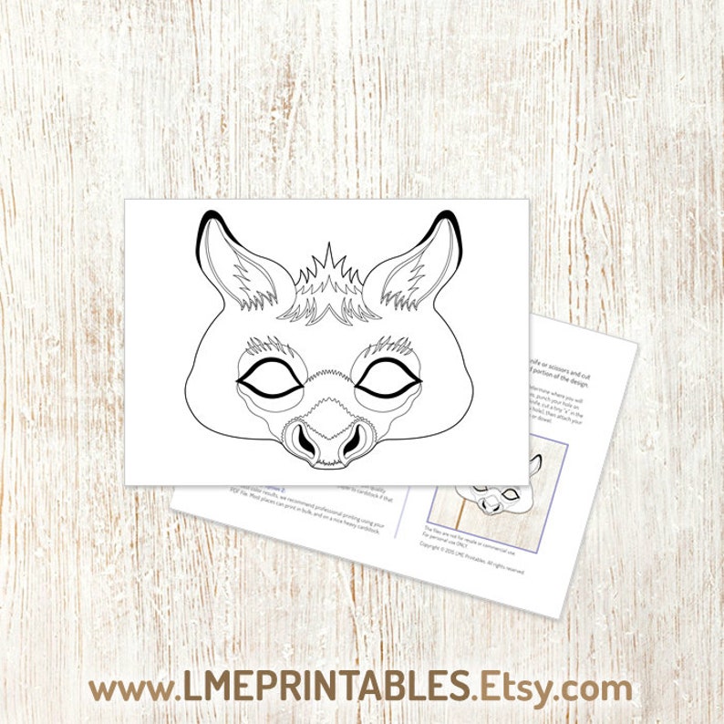 Donkey Coloring Mask Printable Halloween Costume Colouring - Etsy