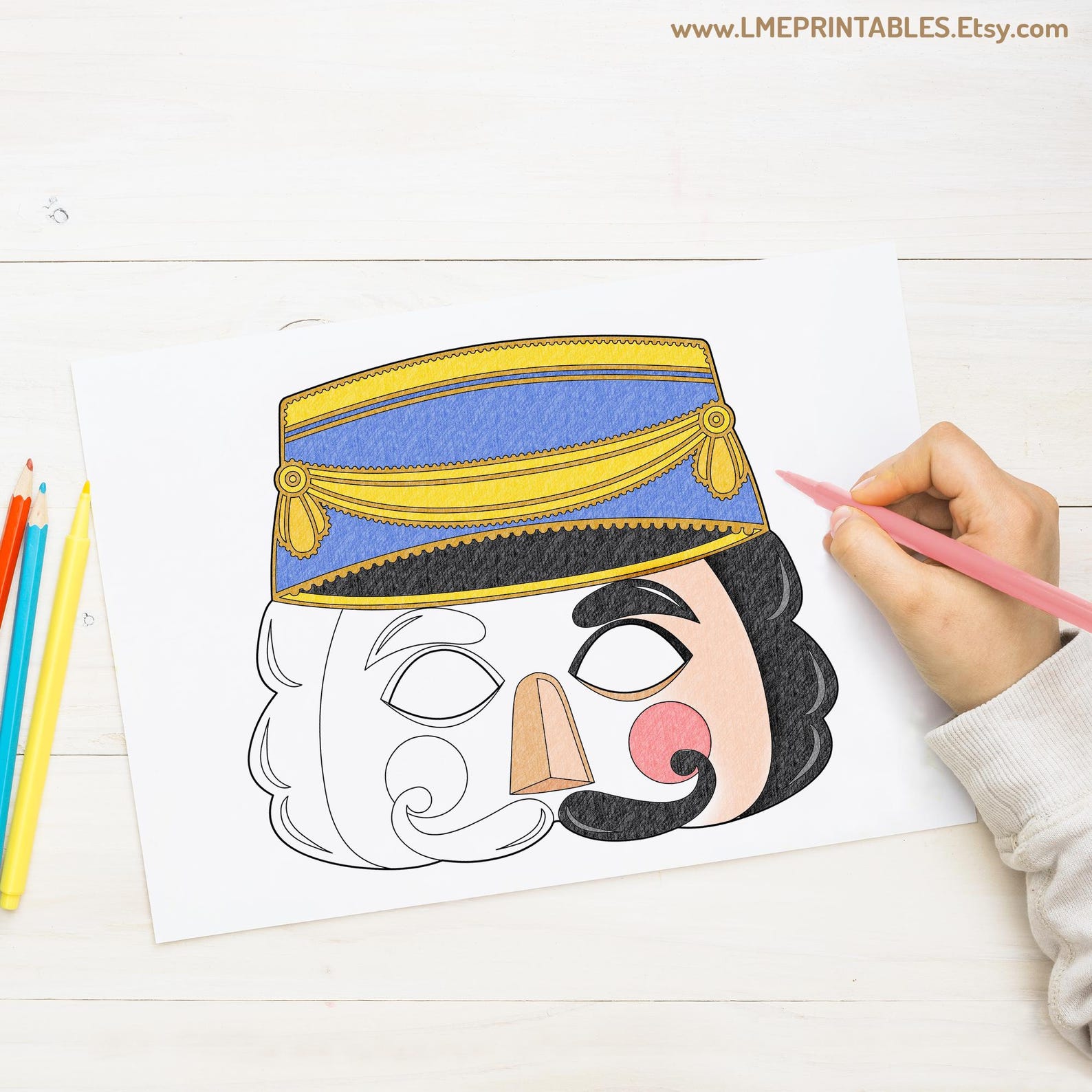 Nutcracker Coloring Mask Printable Christmas Halloween Costume Soldier ...