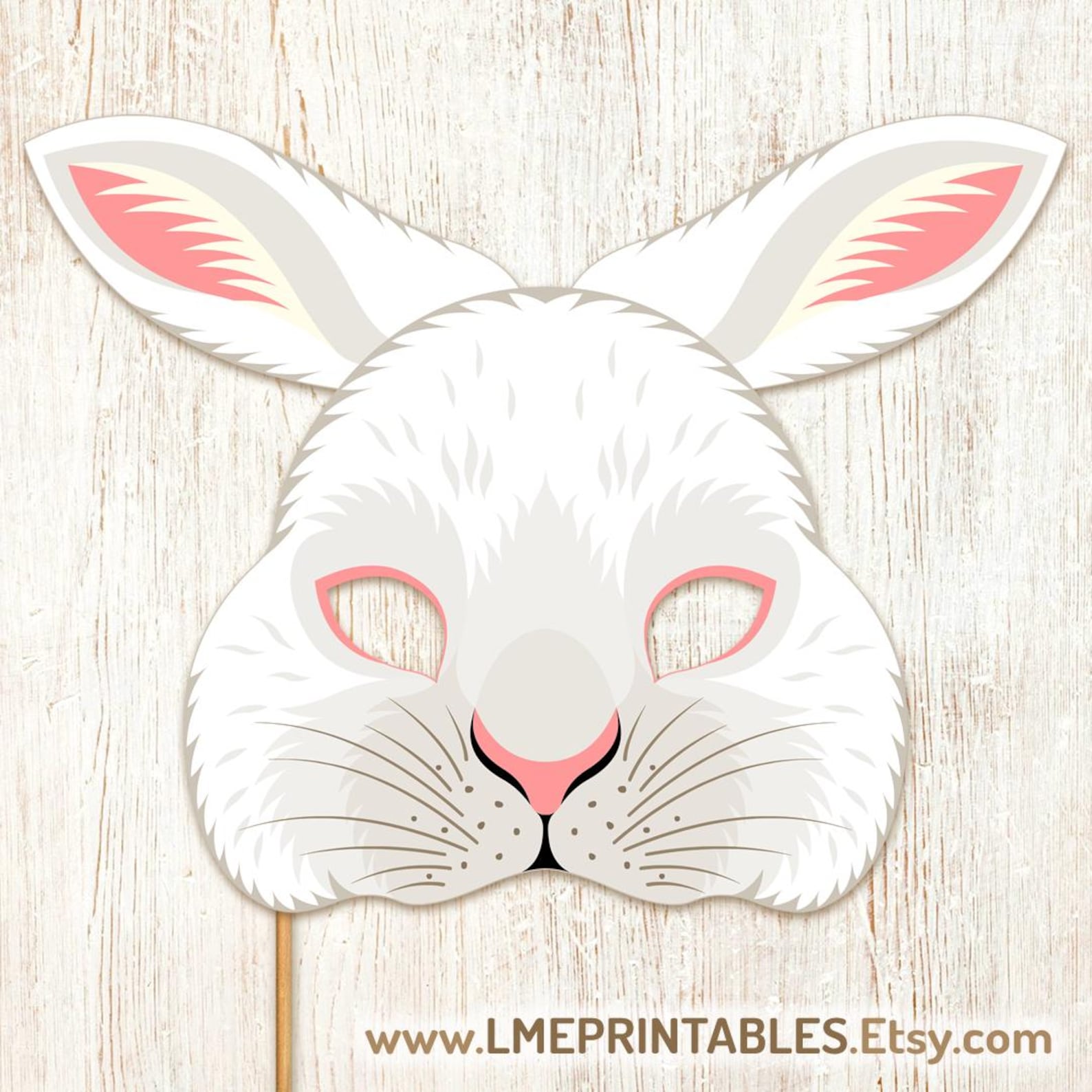 White Rabbit Mask Printable Costume Easter Paper Bunny Halloween Hare ...