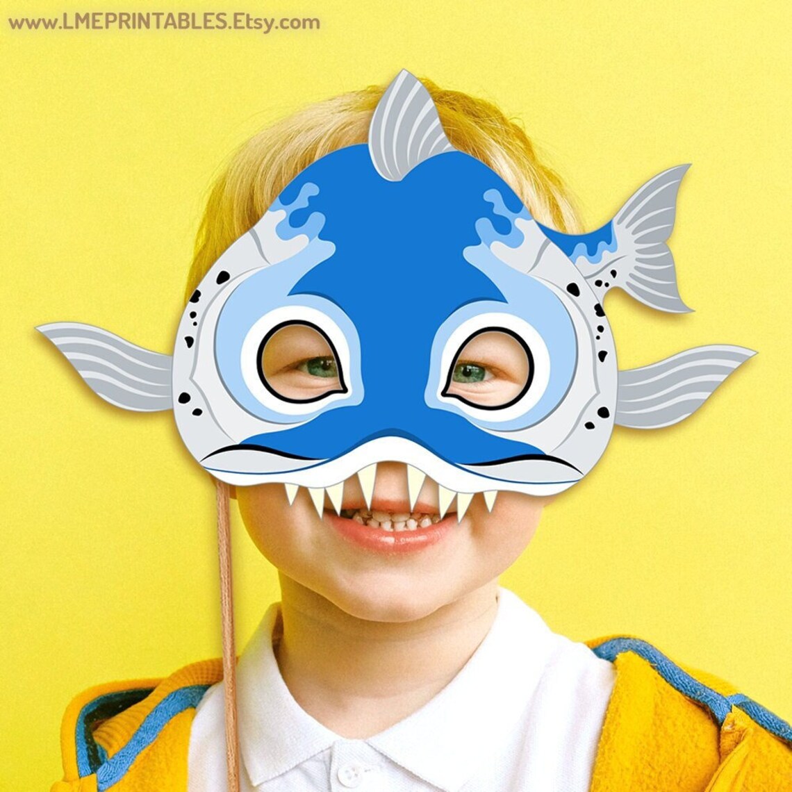 Barracuda Fish Mask Printable Halloween Costume Pool Party Piranha Sea ...