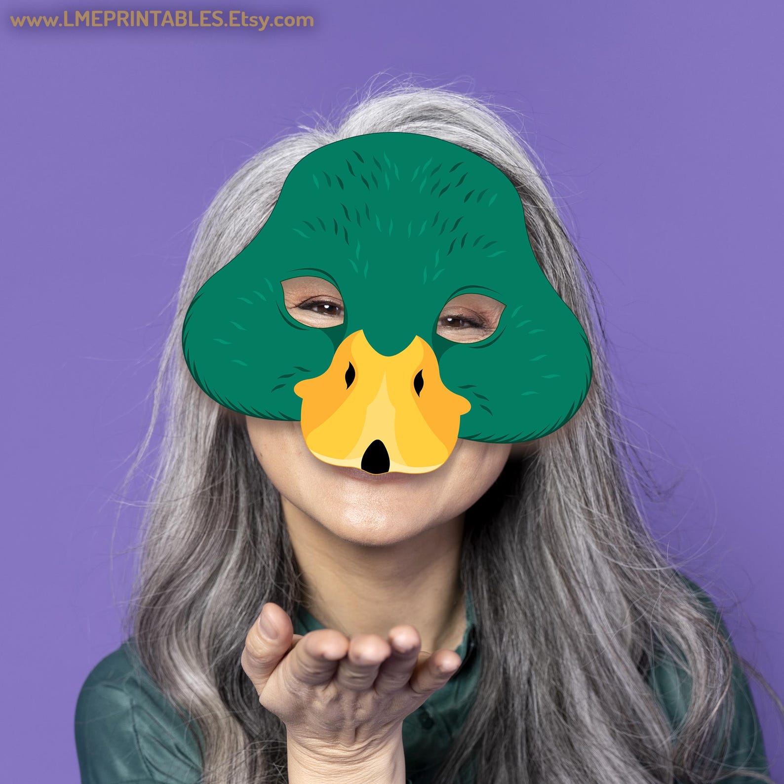 Duck Mask Printable Mallard Green Halloween Drake Costume Carnival ...