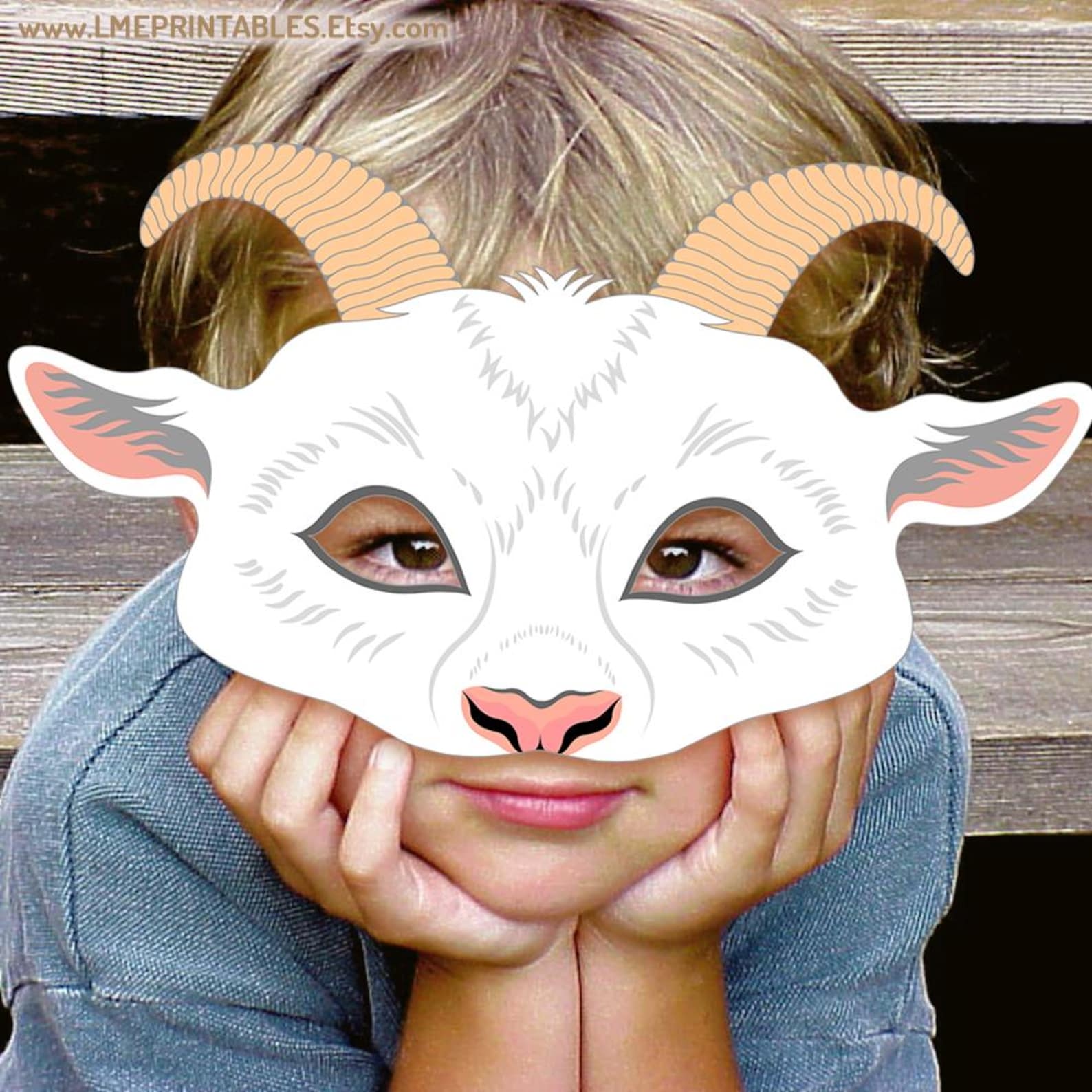Máscara de cabra imprimible, disfraz de Halloween para niño, adulto ...