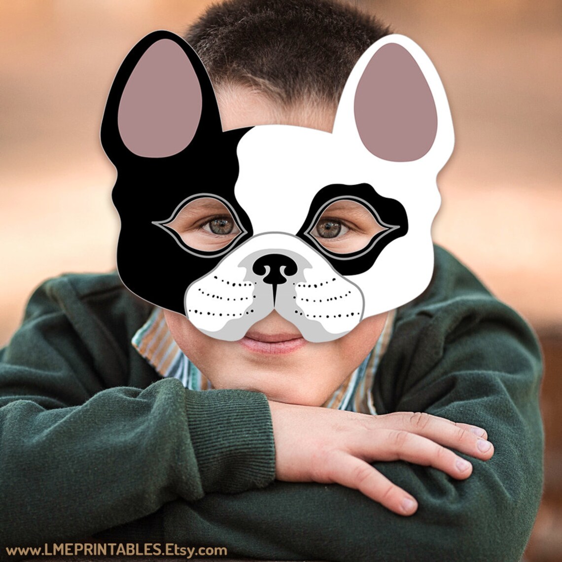 Dog Mask Printable French Bulldog Boston Terrier Halloween - Etsy
