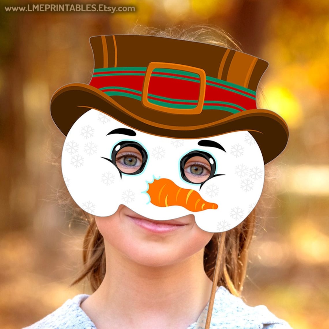Snowman Mask Printable Halloween Costume Winter Party Snow Man - Etsy