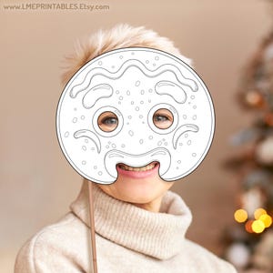 Gingerbread Man Coloring Mask Printable Christmas Cookie Costume Party ...