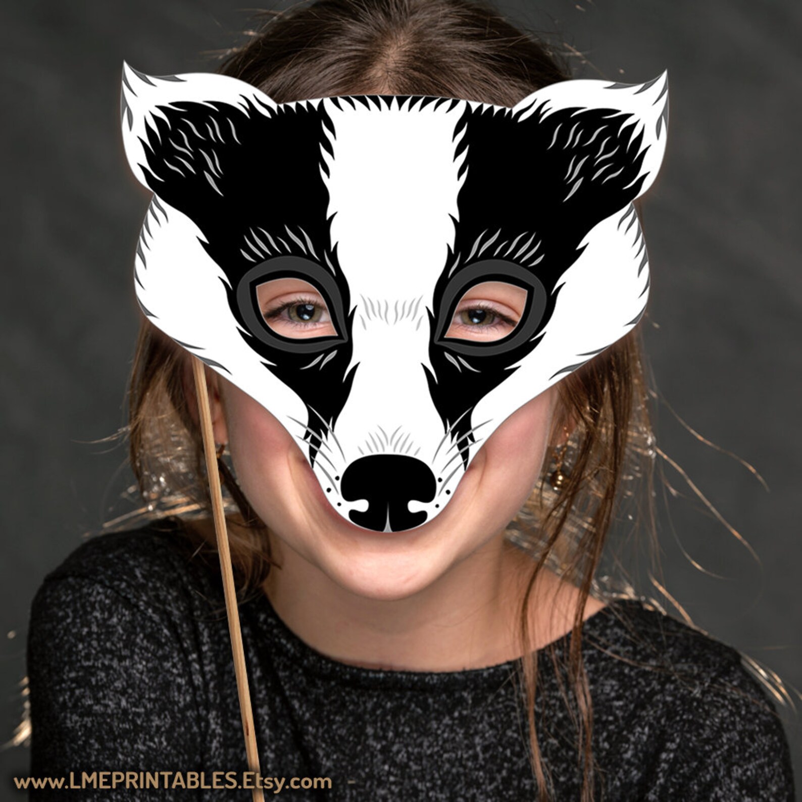 Badger Mask Printable Halloween Costume Animal Hufflepuff Woodland ...