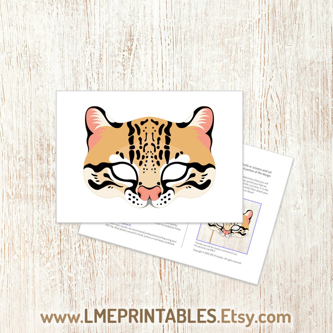 Ocelot Mask Printable Leopard Animal Halloween Costume Kid Adult Party ...