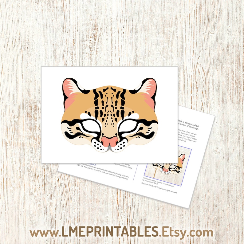 Ocelot Mask Printable Leopard Animal Halloween Costume Kid Adult Party ...