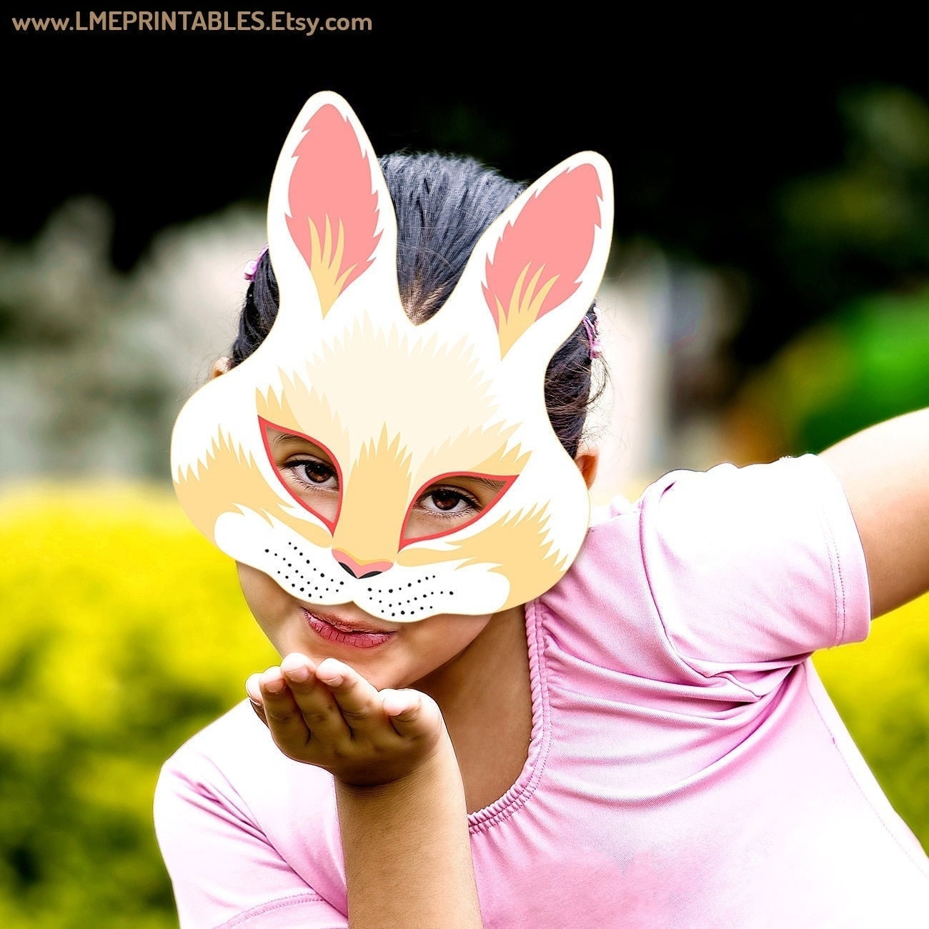 Bunny Rabbit Printable Mask Costume Carnival Rabbit Forest Farm Easter ...
