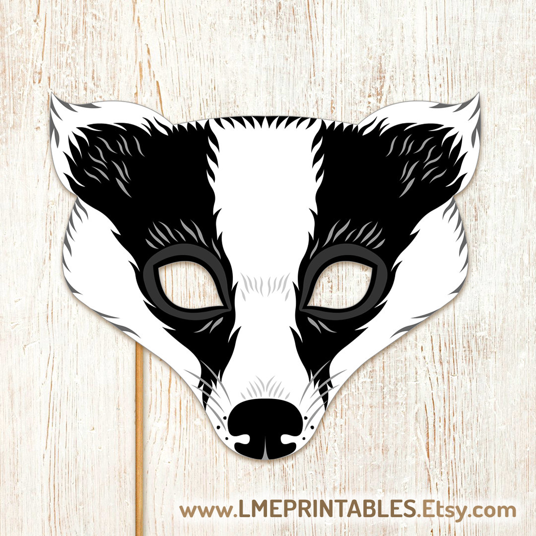 Badger Mask Printable Halloween Costume Animal Hufflepuff Woodland ...