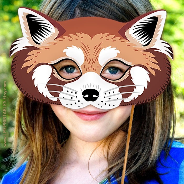 Red Panda Mask Printable Halloween Costume Asian Animals Paper Mask ...