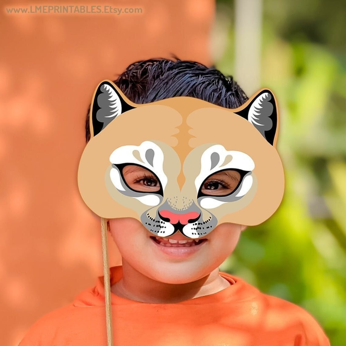 Puma Mask Printable Halloween Mountain Lion Animal Costume Cougar Kid ...