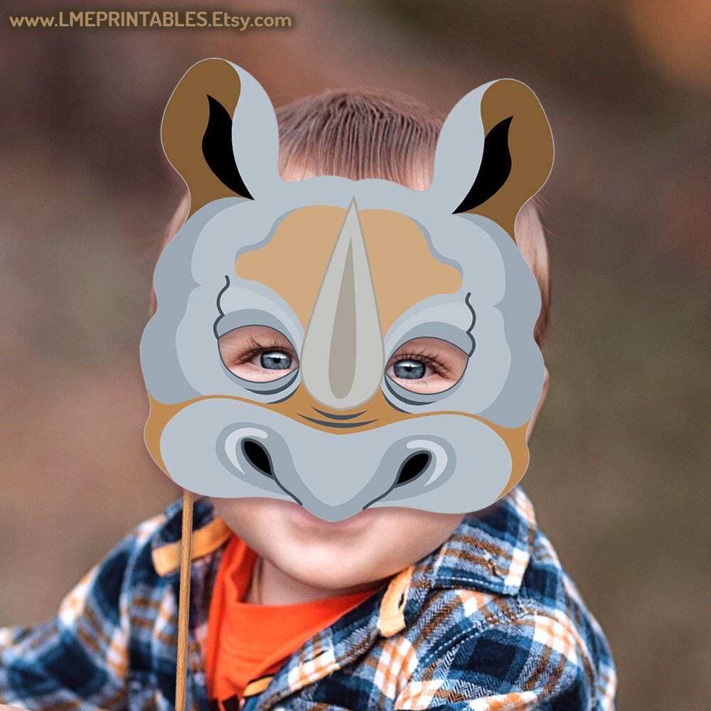 Rhino Mask Printable Halloween Costume Rhinoceros Gray Wild - Etsy UK