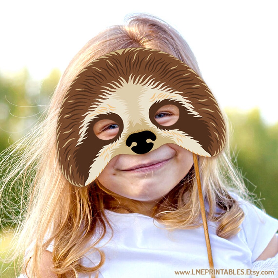 Sloth Mask Printable Costume Animal Masks Party Booth Prop | Etsy