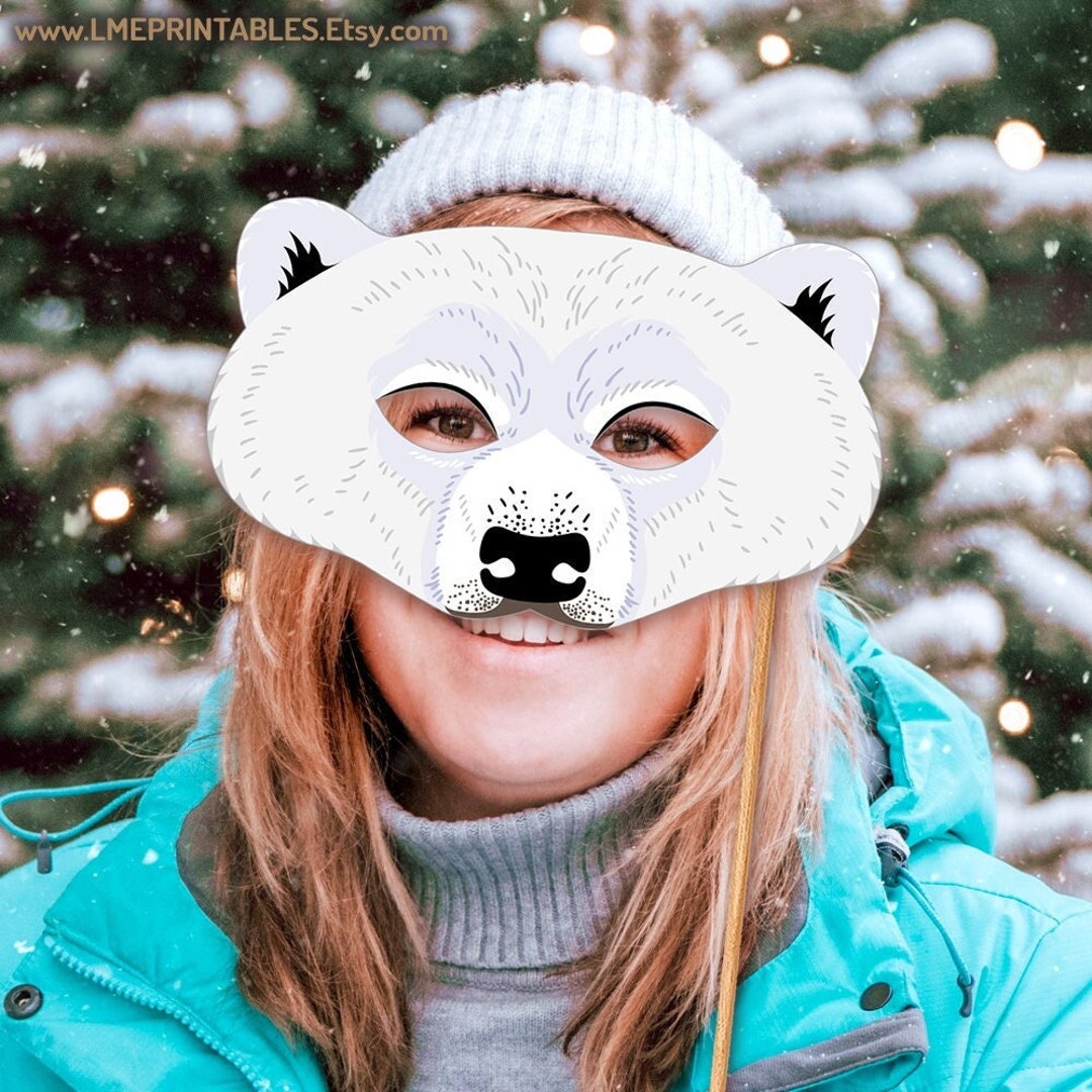 Polar Bear Mask Printable Costume Halloween White Ice Bear - Etsy