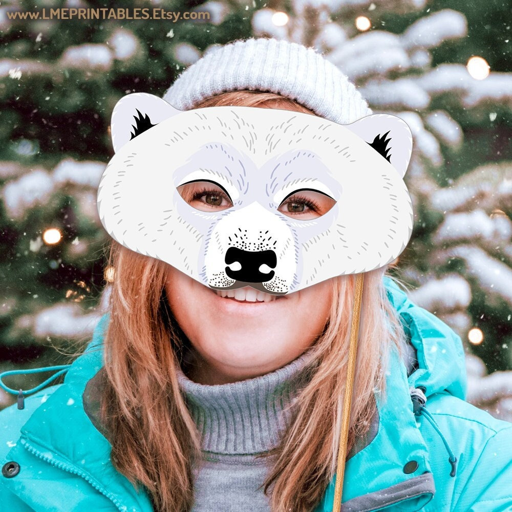 Polar Bear Mask Printable Costume Halloween White Ice Bear - Etsy