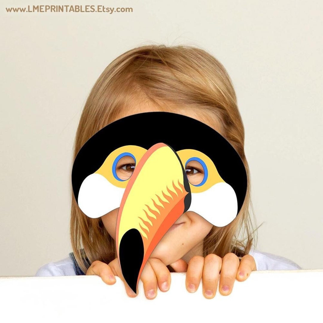 Toucan Mask Printable Costume Bird Paper Craft Tropical Animal Template ...