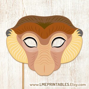 Proboscis Monkey Mask Printable Halloween Animal Costume Long-nosed ...