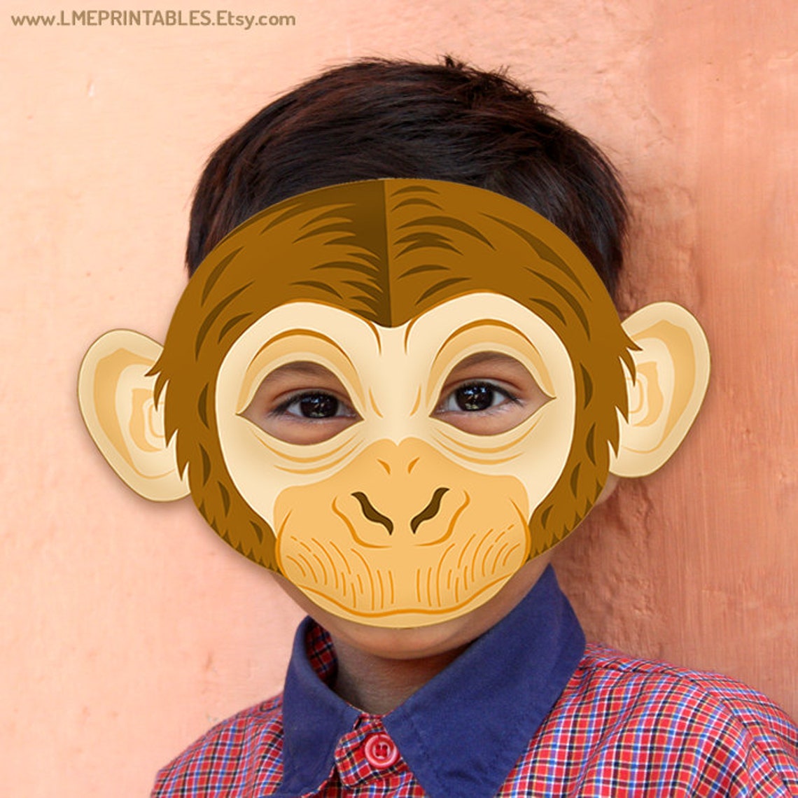Monkey Mask Printable Animal Chimpanzee Masks Childrens Party | Etsy