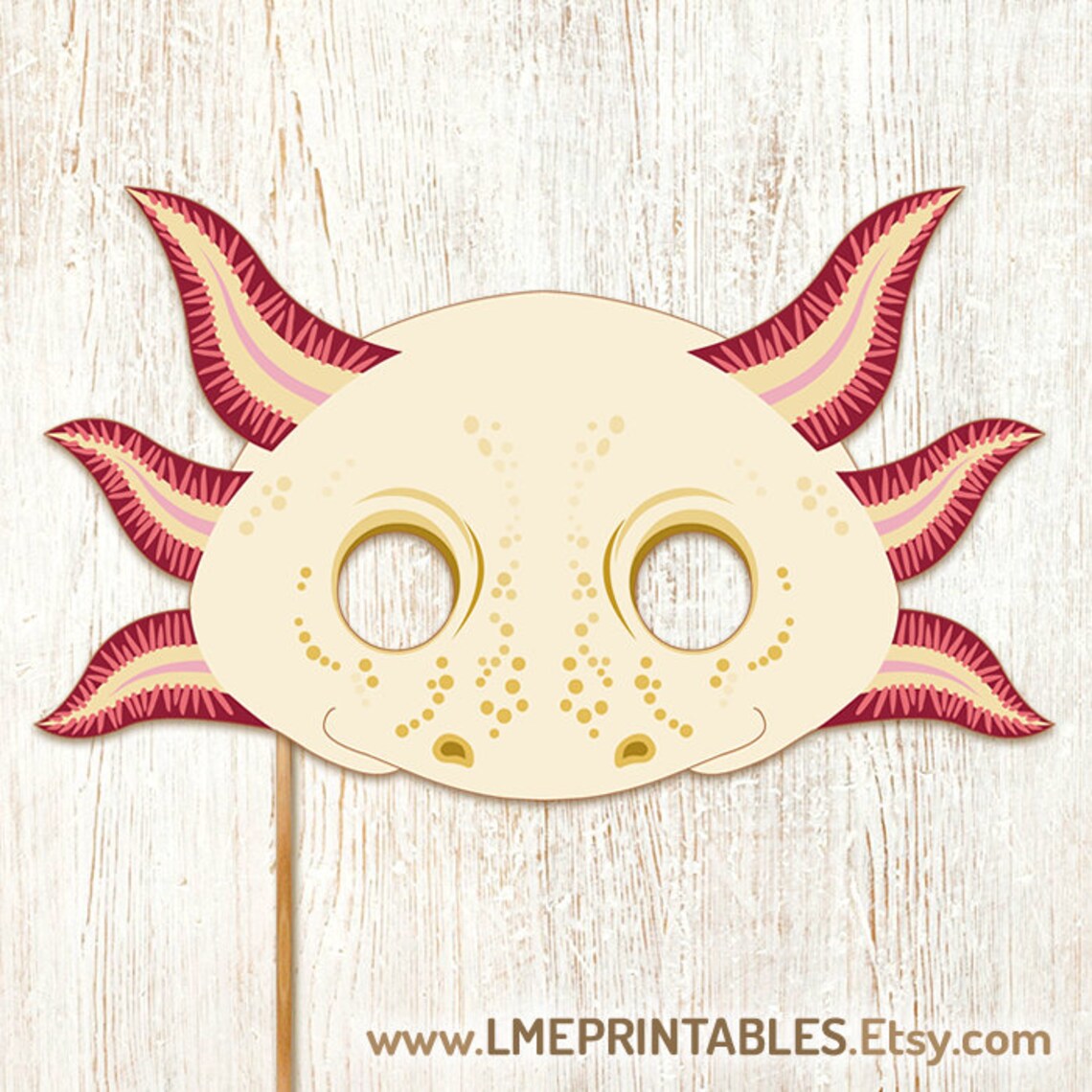 Axolotl Mask Printable Halloween Costume Albino Amphibian - Etsy