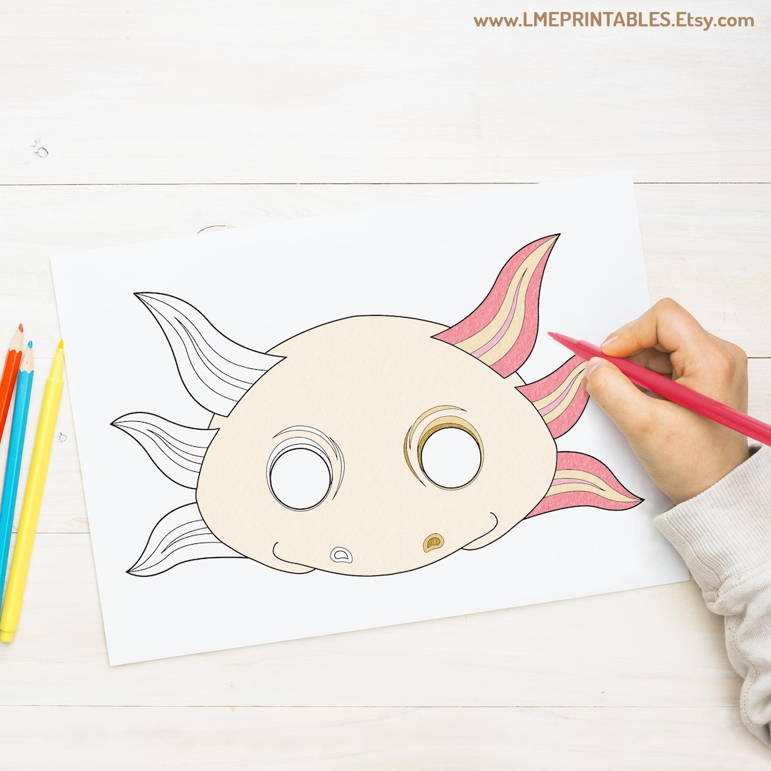 Axolotl Coloring Mask Printable Halloween Costume School Activity Book ...