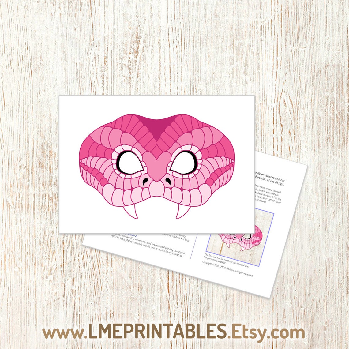 Pink Snake Printable Mask Halloween DIY Costume Reptile Lizard Animal ...