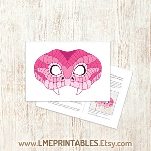 Pink Snake Printable Mask Halloween DIY Costume Reptile Lizard Animal ...
