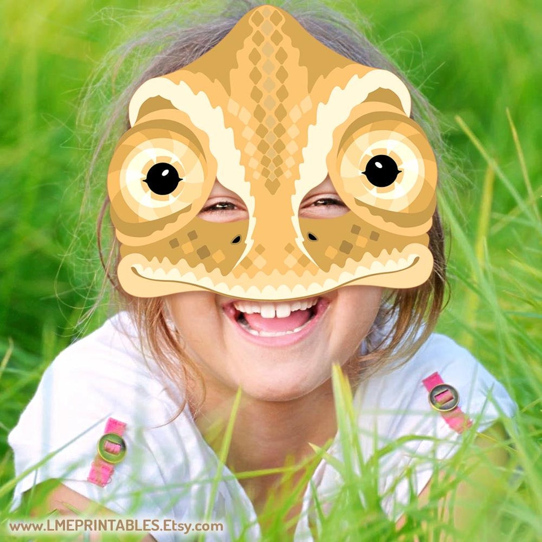 Chameleon Printable Mask Halloween Costume Bearded Dragon Reptile ...