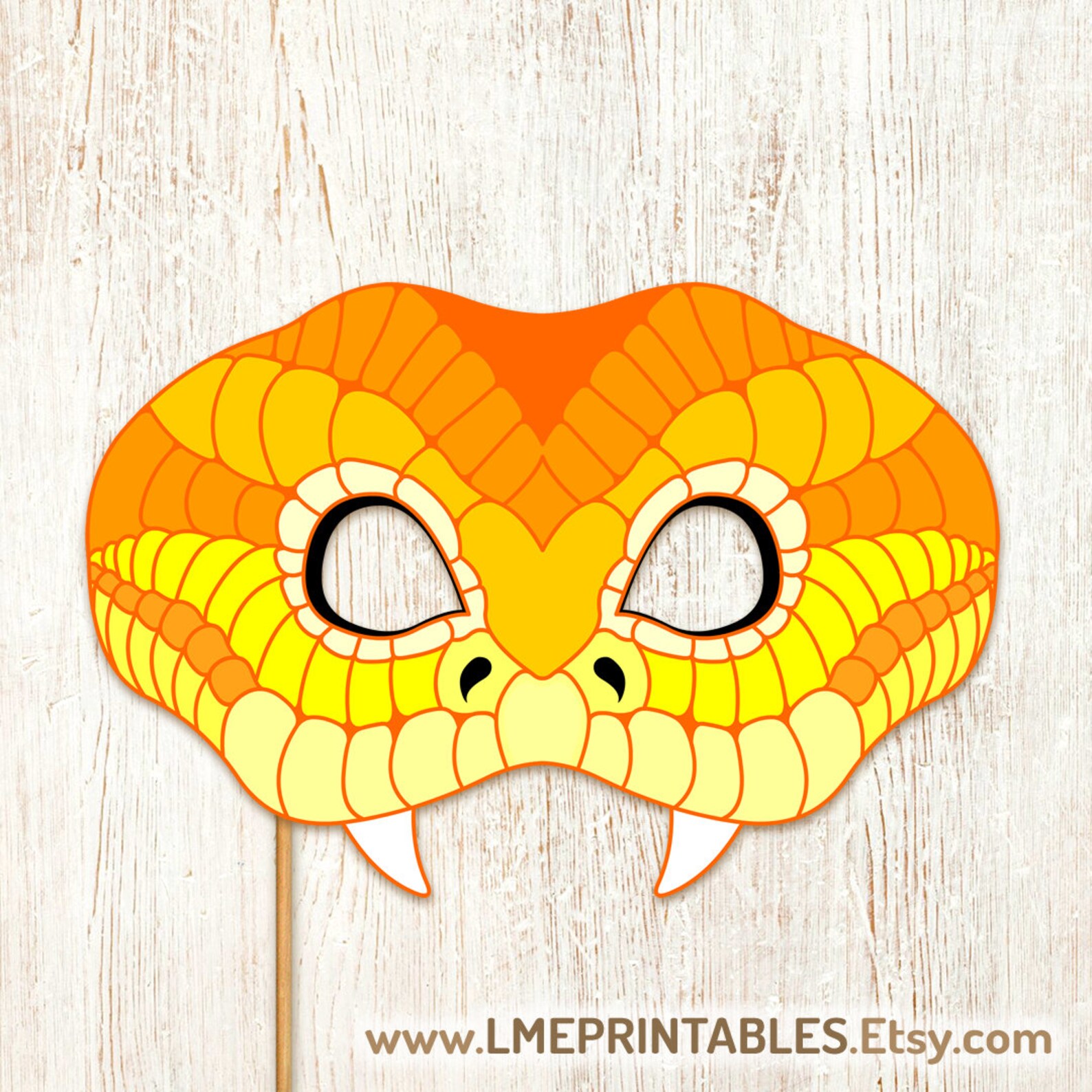 Yellow Orange Snake Printable Mask Halloween Costume Reptile Lizard ...