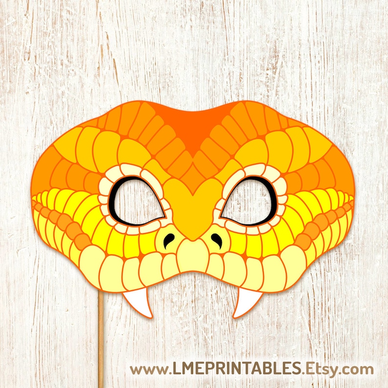 Yellow Orange Snake Printable Mask Halloween Costume Reptile Lizard ...