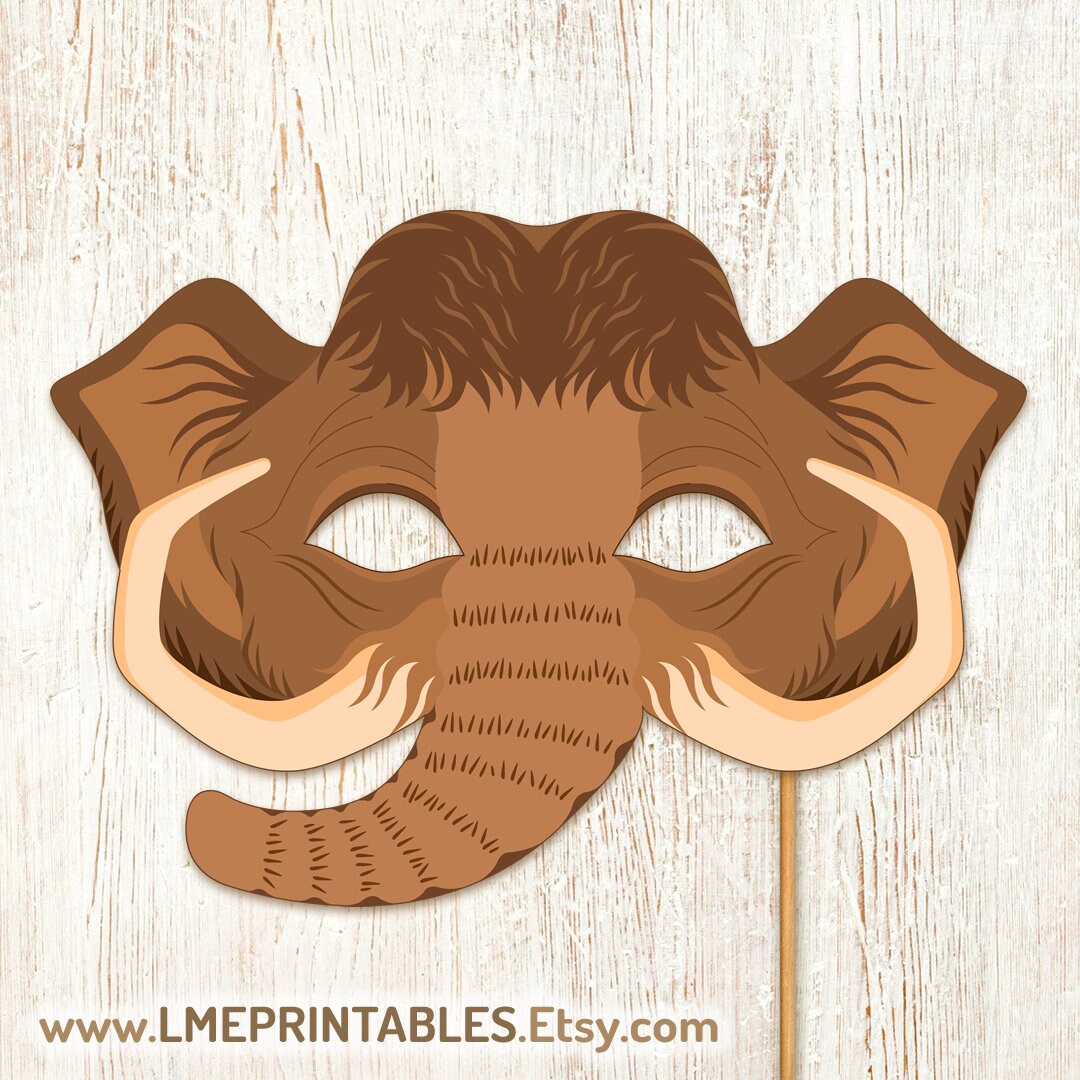 Mammoth Printable Mask Halloween Costume Prehistoric Paper Animal ...