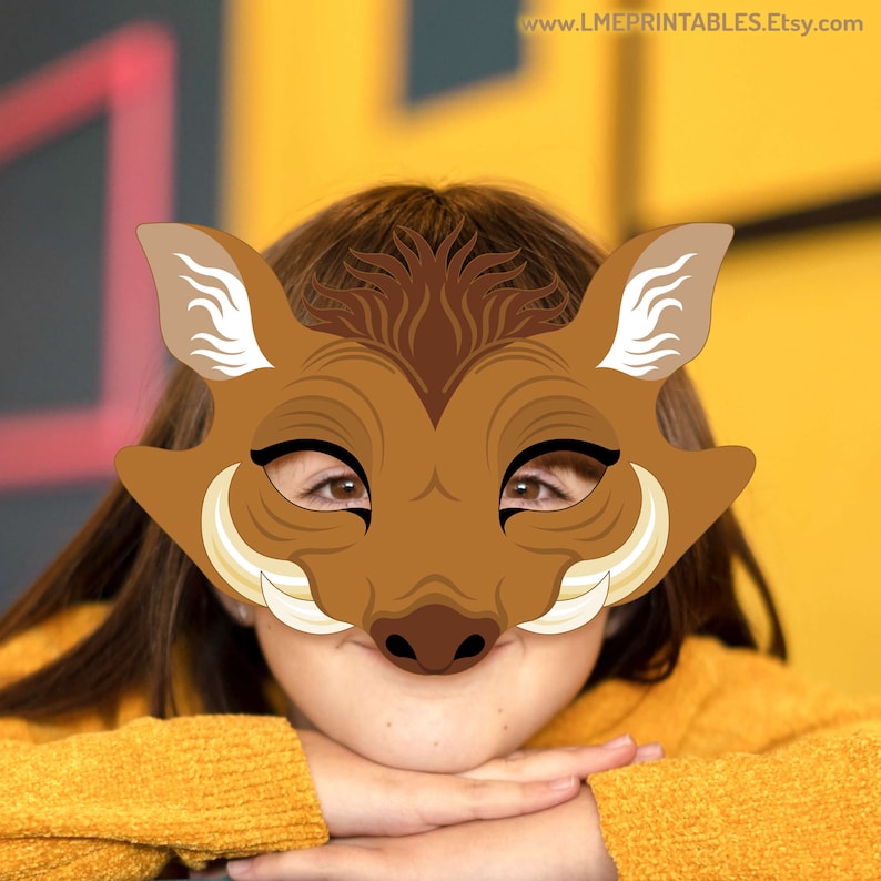 Warthog Mask Printable Costume Halloween Safari Africa Animal Wild Boar ...