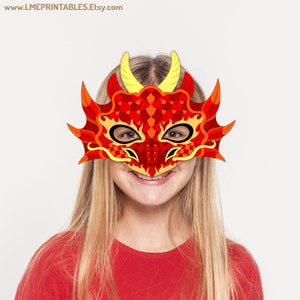 Red Dragon Mask Printable Zodiac Chinese New Year Carnival Costume ...