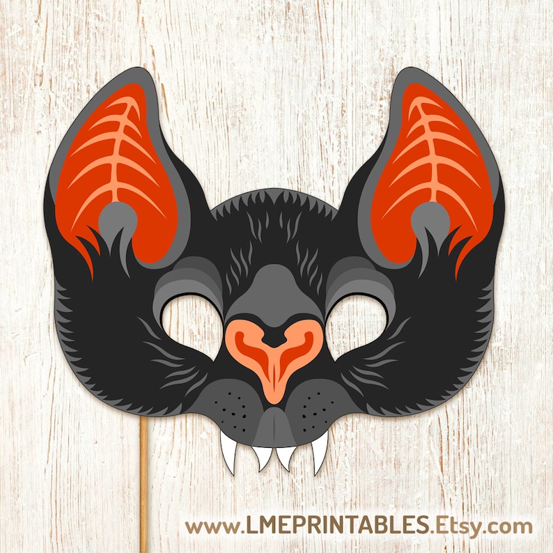 Bat Mask Printable Halloween Costume Vampire Animal Mask Rat Tasmanian ...