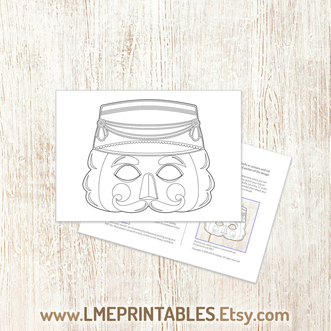Nutcracker Coloring Mask Printable Christmas Halloween Costume Soldier ...