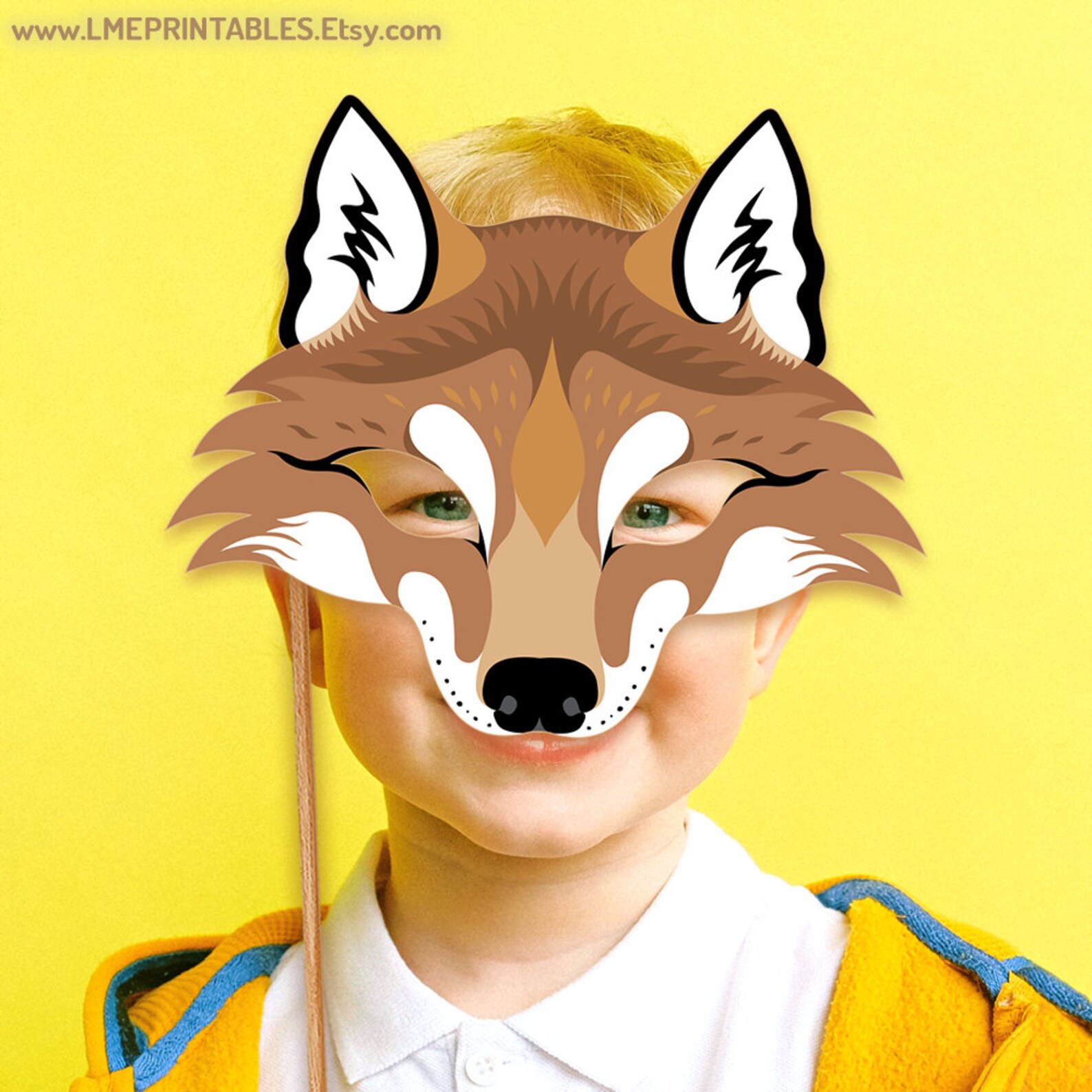 Brown Wolf Mask Printable Halloween Costume Woodland PDF Party Forest ...
