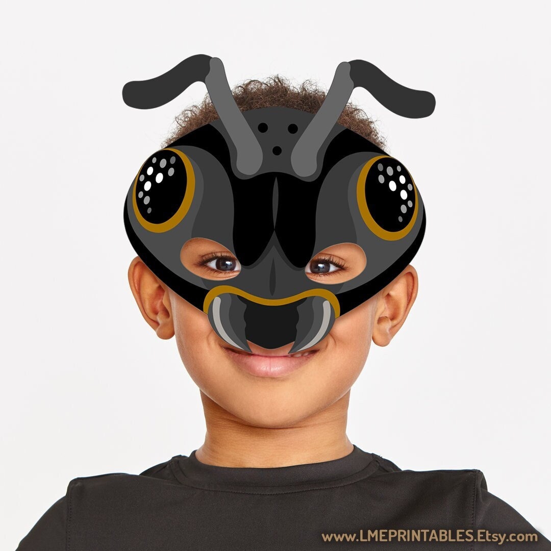 Ant Mask Printable Costume Black Insect Bug Craft Halloween Activity ...