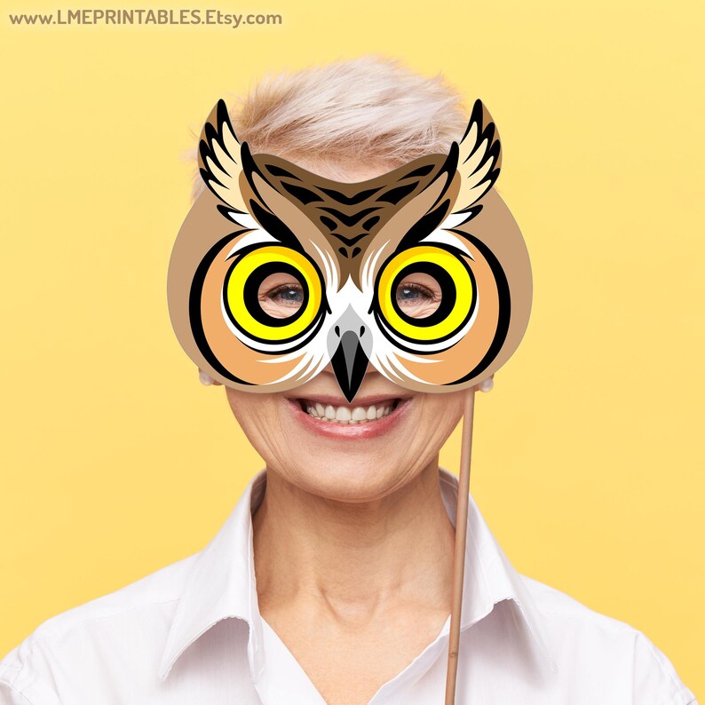 Owl Mask Printable Great Horned Owl Costume Bird Halloween Paper Craft ...
