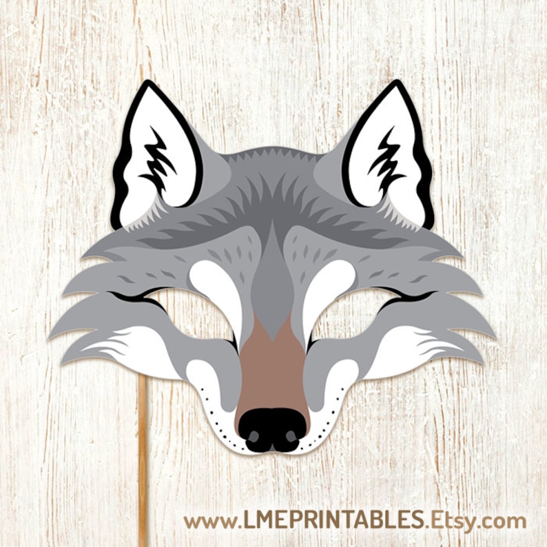 Gray Wolf Mask Printable Costume Woodland Halloween Party - Etsy