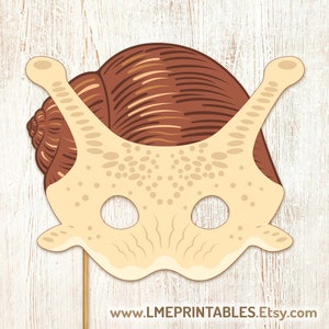 Snail Printable Mask Halloween Costume Animal Shell Party Favor Garden ...